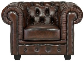 Massive home | Křeslo Chesterfield hnědé z pravé kůže VÝPRODEJ