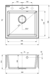 Deante Granite sink with tap, 1-bowl