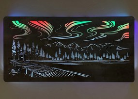 Li-Go "Polární záře" světelný obraz RGBW s baterií 120x60cm provedení povrchu: dub světlý