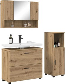 Sada koupelnového nábytku 3 ks Artisanový dub 76,5 x 35 x 64 cm 3393032