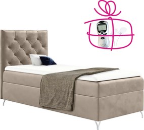 Boxspringová postel, 90x200, béžová látka Velvet, levá, GULIETTE + dárek