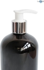 Dávkovač na mýdlo 500 ml černý s bílo-stříbrnou pumpičkou BELA