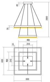 Redo 01-2915 závěsné LED svítidlo stmívatelné Febe pískově černé, 75W, 3000K, 60cm