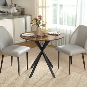 HOMCOM kulatý jídelní stůl (Ø 80 cm) — industriální styl, ocelové nohy, rustikální hnědá