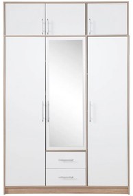 SMART sb | šatní skříň SRL2 + nástavec SRN2 + zrcadlo | 150 cm | sonoma/bílá