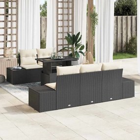 Set pohovek 6 ks Černá a krémová polyratan 3349093