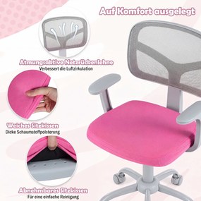 Costway Ergonomická dětská psací židle s nastavitelnou výškou a – tmavě růžová
