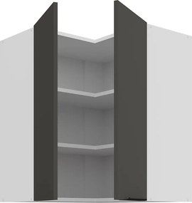 ARIA po | horní kuchyňská skříňka 60x60 GN-72 2F (90°) rohová s policemi | 60x60 cm | bílá/šedá grafit