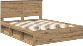 Rám postele Umělecký dub 150 x 200 cm Masivní borové dřevo 3411000