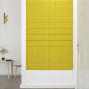 Nástěnné panely 12 ks světle žluté 60x15 cm textil 1,08 m²