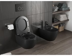 Mexen Carmen, závěsná WC mísa 490x365x340 mm, Rimless Tornádo, černá matná, 3388XX85T