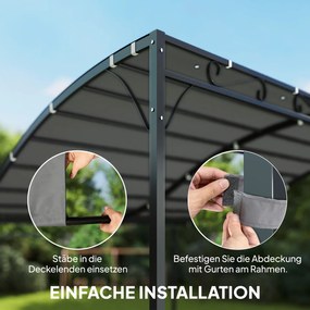 Náhradní střecha pro pergolu Markýza pro zastřešení terasy Náhradní střešní plachta pro pavilon 3 x 3 m 298x293 cm Tmavě šedá barva