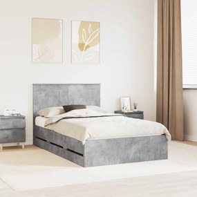 Rám postele s čelo Betonově šedá 135 x 190 cm Inženýrské dřevo 3409471