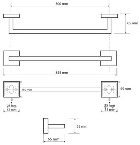 Sapho, X-SQUARE držák ručníků 350mm, chrom, XQ401