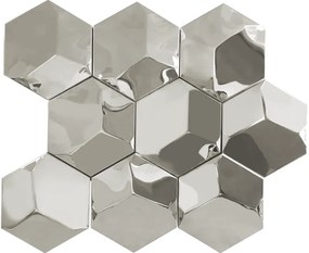 Ceramika Bianca Dekor Hexagon 3D Inox Glossy Mosaic 31x25 - 164313