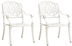 Zahradní židle 2 ks litý hliník bílé,  315569