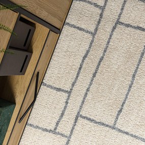 Dywany Łuszczów, Kusový koberec Fusion 0806 cream/l. grey, 80x150, bílá, kancelář