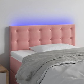 Čelo postele s LED růžové 100x5x78/88 cm samet