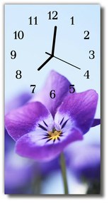 Skleněné hodiny vertikální Květy fialový květ