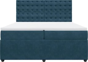 Box spring postel s matrací tmavě modrá 200x200 cm samet 3292446