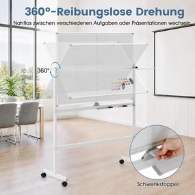 Costway Oboustranná magnetická tabule 120 × 90 cm na stojanu, černá
