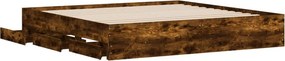 Rám postele se zásuvkami kouřový dub 160 x 200 cm kompozit 3207263