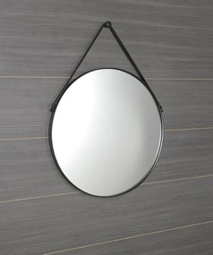 Sapho, ORBITER zrcadlo kulaté s koženým popruhem, o 50cm, černá mat, ORT050