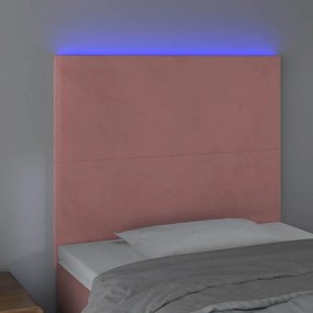Čelo postele s LED růžové 100x5x118/128 cm samet 3122191