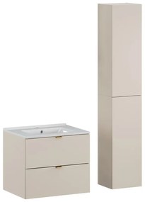 Koupelnová sestava Dalia Cashmere Lava se zápustným umyvadlem a skříňkami 60 cm kašmírová/dub wotan