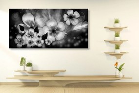 Obraz fantazie květin v černobílém provedení Varianta: 100x50