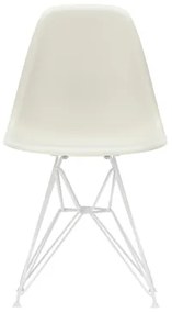 Eames Plastic Chair DSR bíle lakovaná oblázková černé na tvrdou podlahu Vitra