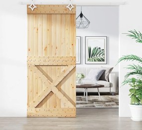 vidaXL Posuvné dveře s kováním 90 x 210 cm masivní borové dřevo [3203194]