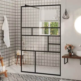 Zástěna do průchozí sprchy čiré ESG sklo 100 x 195 cm černá 150754