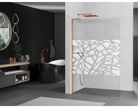 Mexen Kioto L, sprchová zástěna Walk-In 90 x 200 cm, 8mm čiré sklo bílý vzor, ​​růžové zlato profil, 800-090-103-60-85
