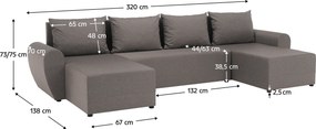 Univerzální sedací souprava, šedobéžová Taupe, DAKAR NEW U