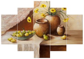 Gario Ručně malovaný obraz Žluté květy ve váze - 5 dílný Rozměry: 150 x 105 cm