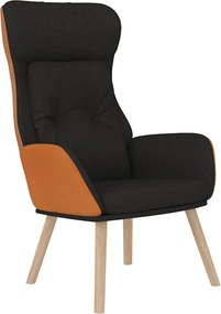 Relaxační křeslo s podnožkou černá umělá kůže a textil 3097766