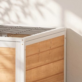 Dřevěný králičí výběh PawHut pro malé domácí zvířata, přenosný s otevíracím střešním rampou, odnímatelným táckem pro morčata 90x53x59 cm, přírodní a …