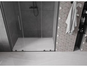 Mexen Velar Duo, posuvné sprchové dveře do otvoru 160 cm, 8mm čiré sklo, broušený grafit, 871-160-000-02-95