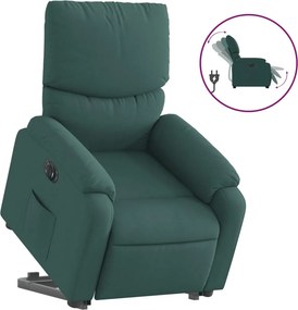 Elektrické zvedací polohovací křeslo tmavě zelené textil 3204854