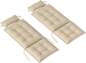 sada 2 polštářů na lehátko Voděodolný polštář na zahradní lehátko 50x116x5 cm, béžový