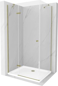 Mexen Roma sprchový kout 80 x 70 cm, 6mm sklo, zlatý profil-čiré sklo + slim sprchová vanička 5cm, 854-080-070-50-00-4010