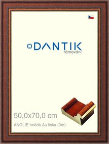 DANTIK rámeček 50x70 | ANGLIE hnědá Au linka (Plexi Čiré)