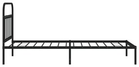 Kovový rám postele s čelem černý 107 x 203 cm - Default Title