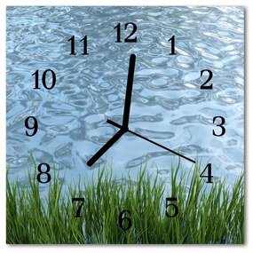 Nástenné skleněné hodiny Voda z trávy
