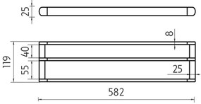 Nimco Držák na ručníky dvojitý, 58 cm NAVA - NA 28061D