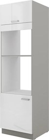 BIANCA sb | vysoká skříňka 60 DPM-210 2F na vestavnou troubu a mikrovlnku | 60 cm | světle šedá/bílá lesk
