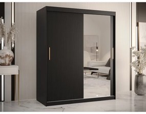 Šatní skříň se zrcadlem Towiro Slim 2 150, Barva: černá