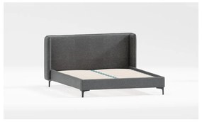 Tmavě šedá čalouněná dvoulůžková postel s roštem 140x200 cm Basti – Ropez