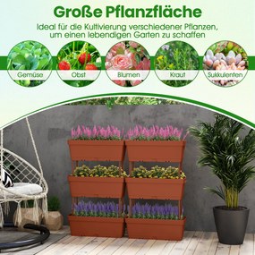 Costway 6 Kus truhlíků s drenážním systémem truhlíky vertikální zvýšený záhon